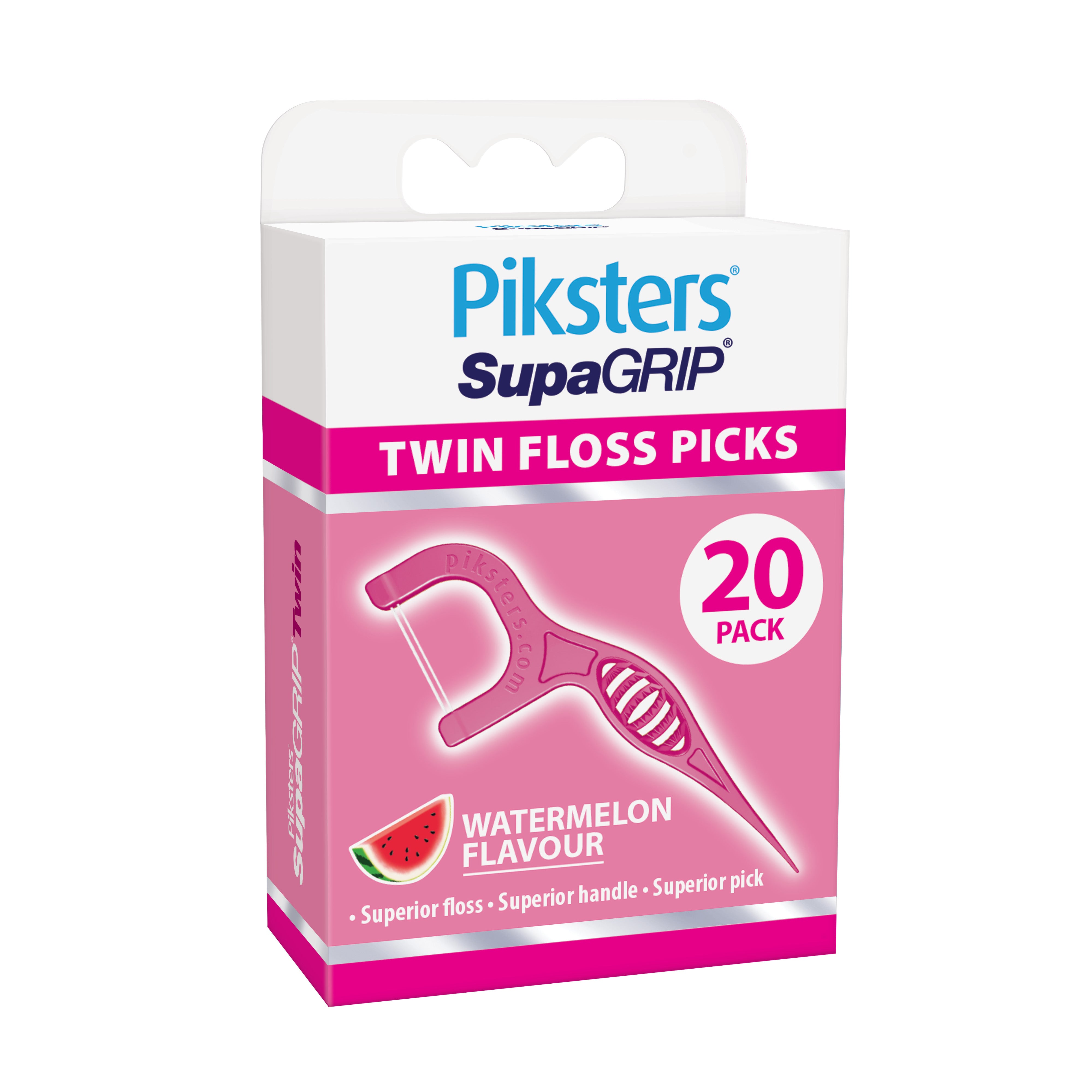 Piksters Supagrip Watermelon Twin Floss Picks (20 Pack) – Piksters NZ